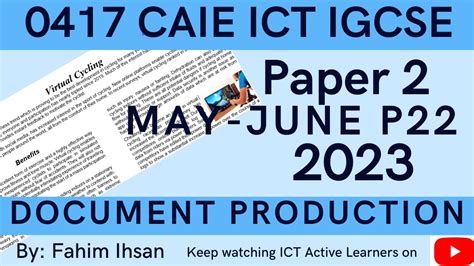 Igcse Ict 0417 P22 2023 May June Document Production