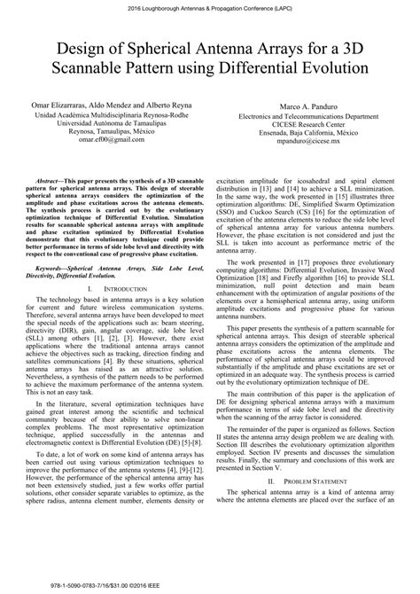 Pdf Design Of Spherical Antenna Arrays For A 3d Scannable Pattern