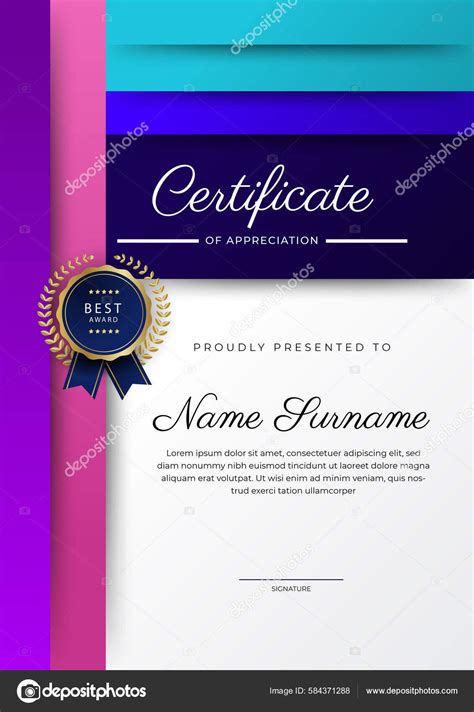 Modern Elegant Colorful Diploma Certificate Template Certificate
