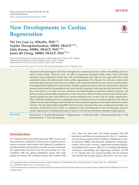 Pdf New Developments In Cardiac Regeneration