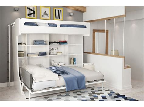 Twin Over Full Murphy Wall Bunk Bed With Table Castello