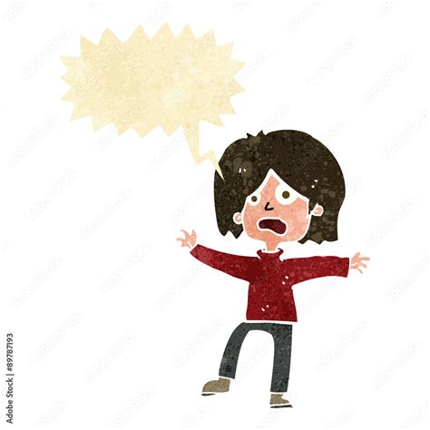 Cartoon Scared Person With Speech Bubble Stock Vector Adobe Stock