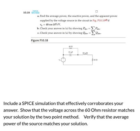 Solved A Find The Average Power The Reactive Power And Chegg Com