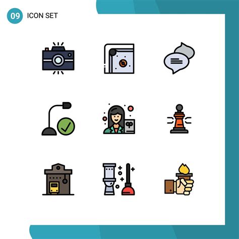 Set Of 9 Modern UI Icons Symbols Signs For Female Gadget Play Devices
