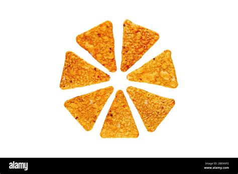 Nachos Or Nacho Chips Designed In A Round Shape On Isolated White
