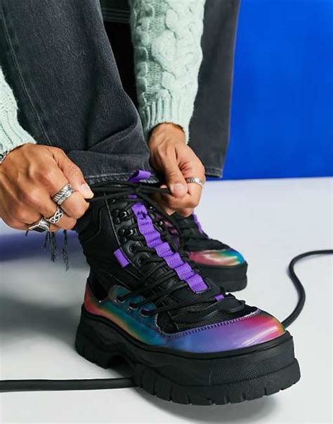 Asos Design Bottines à Lacets Et Semelle Chunky En Tulle Avec