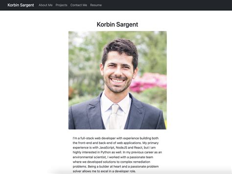 GitHub Korbin Sargent React Portfolio