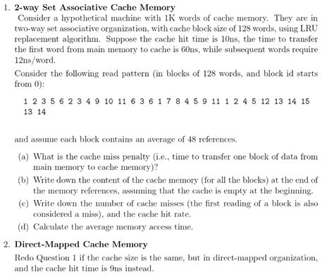 Solved Way Set Associative Cache Memory Consider A Chegg