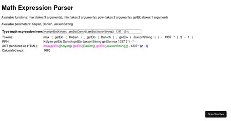Math Expression Parser Codesandbox