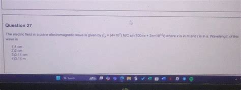 Question 27 The Electric Field In A Plane StudyX