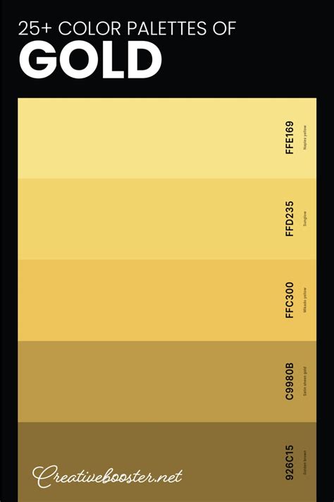 25 Best Gold Color Palettes With Names And Hex Codes Gold Color Palettes Color Palette