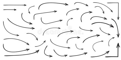Set Of Vector Curved Arrows Hand Drawn Sketch Doodle Style Stock Illustration Illustration Of