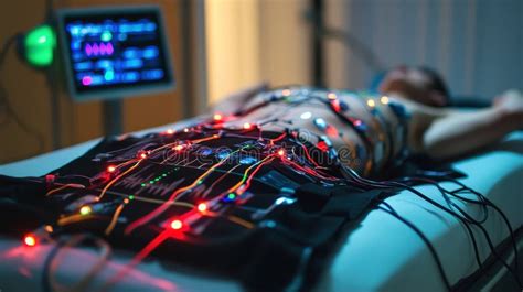 Electromyography Procedure With Electrodes On Patient S Body Stock