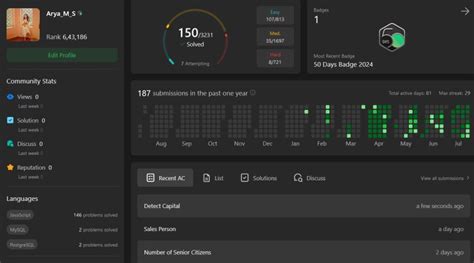 Arya M S On Linkedin Leetcode Codingjourney Problemsolving