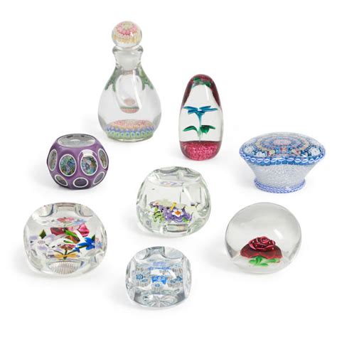 Bonhams Skinner Eight Glass Paperweights Including St Louis