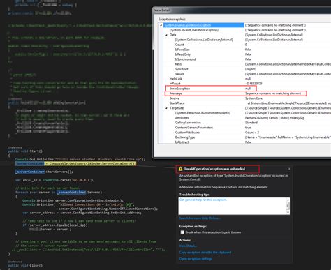 C Xsockets Throwing Invalidoperationexception On Getexport Stack Overflow