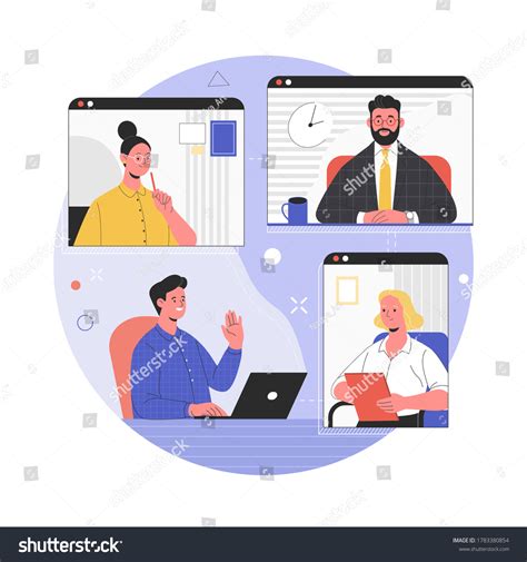 Concepto De Videoconferencia Ilustración Vectorial De Vector De Stock