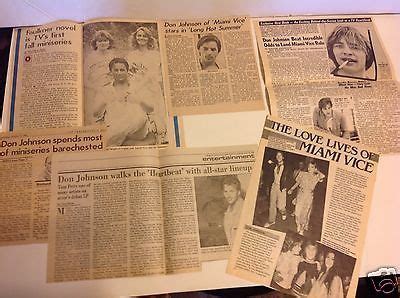 Don Johnson 1980s Shirtless Barechested Nude Pinup Clippings Articles