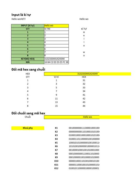 Input Kí T Stt 1 2 3 4 5 6 7 8 Key Mã Hex MÃ Pdf