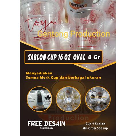 Jual SABLON CUP 16 Oz Oval Starindo PRINTING Cup OVAL Gelas Cup Plastik