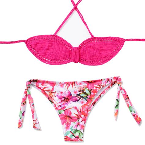 2018 Vintage Swimwear Women Sexy Crochet Bikini Handmade Knitted