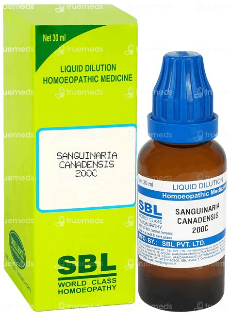 Sbl Sanguinaria Canadensis 200 C Dilution 30 Ml Uses Side Effects