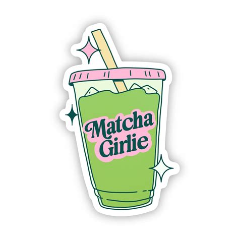 Iced Matcha Latte Girlie Sticker Drink Stickers Iced Matcha Latte