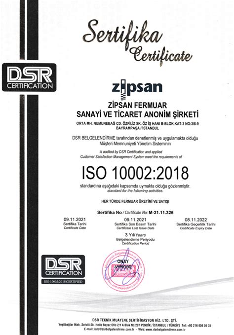 Sertifikalarımız Zipsan