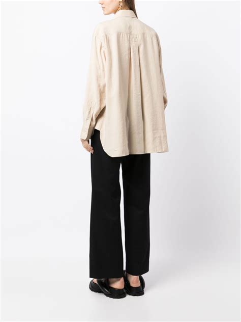 Paul Smith Asymmetric Hem Long Sleeve Shirt In Brown Modesens