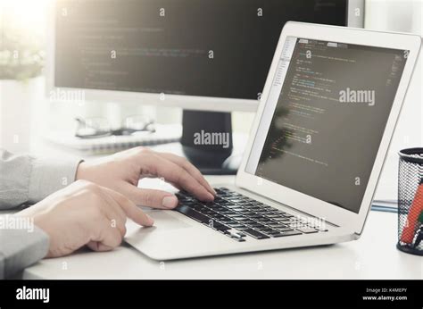 Programmer Working Busy Software Developing In Company Office