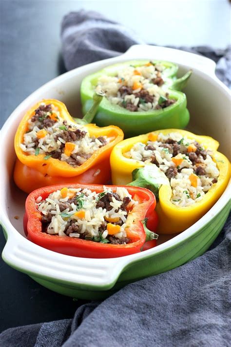 Ground Beef And Brown Rice Stuffed Peppers Garden In The Kitchen
