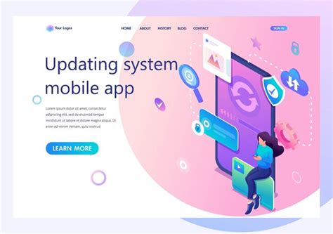 Premium Vector Isometric Update The Mobile Application System Girl
