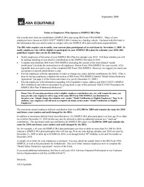 Fillable Online Notice To Employers Who Sponsor A SIMPLE IRA Plan Our