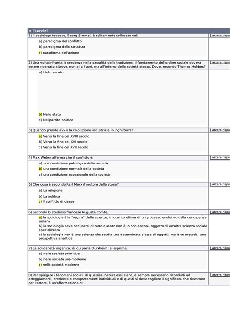 Domande E Risposte Esame Sociologia Generale Prove Desame Di