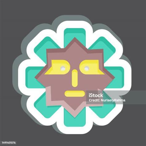 Topeng Stiker Terkait Dengan Simbol Pribumi Amerika Desain Sederhana