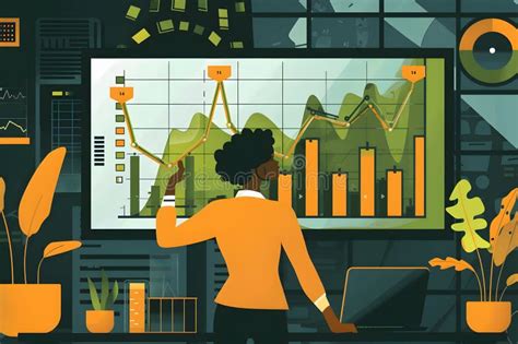 Analyzing Growth Trends A Data Analyst Reviews Key Performance Indicators On A Large Monitor