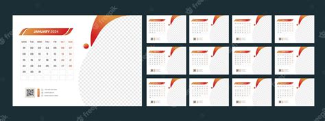 Набор корпоративных шаблонов планировщика календаря 2024 Неделя начинается в понедельник шаблон