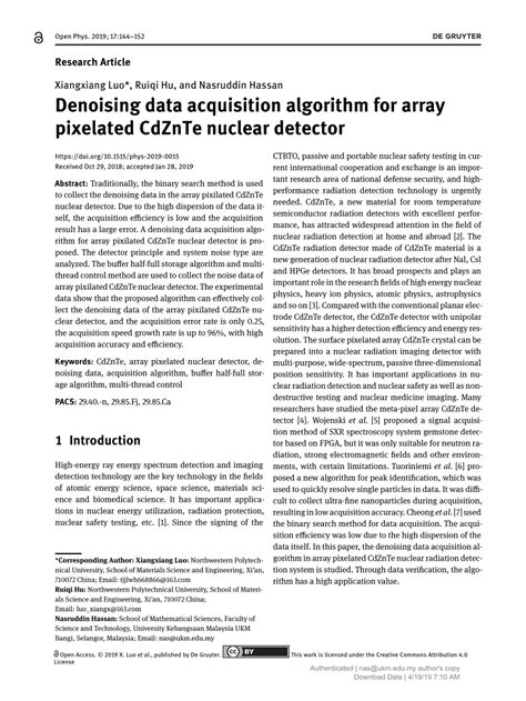 pdf denoising data acquisition algorithm for array pixelated cdznte