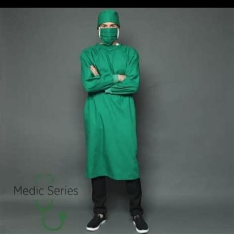 Jual Baju Operasi Plus Tutup Kepala Bahan Parasut Waterproof Hijau
