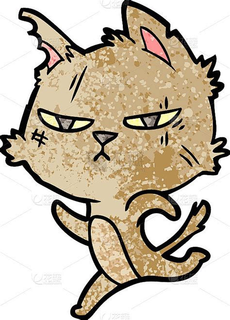 强硬的卡通猫在跑