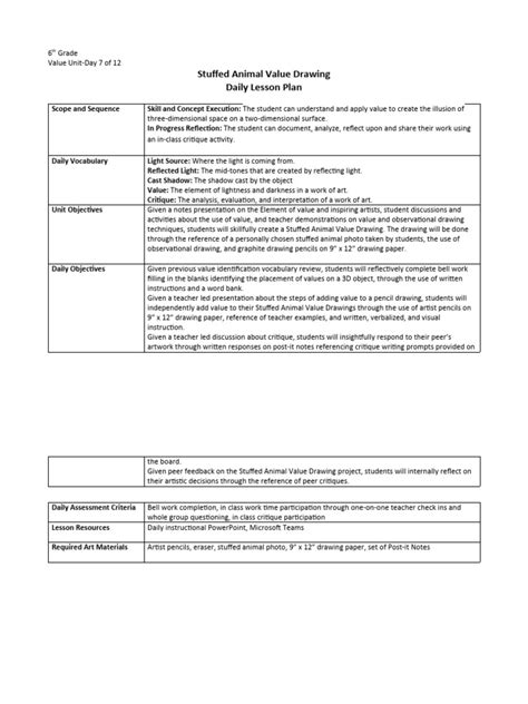 Eval Day Lesson Plan Pdf Drawing Pencil