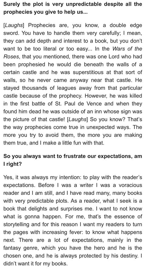 George Rr Martin On Prophecies And Playing With Readers Expectations