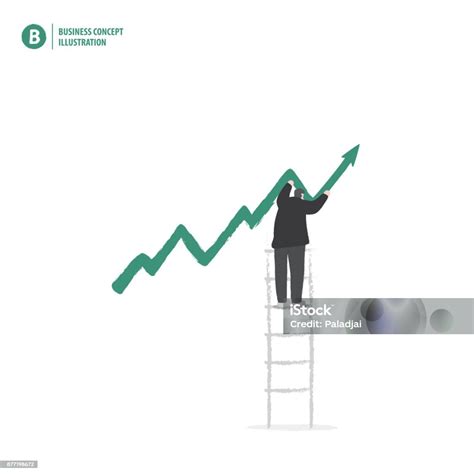 商人在白色背景圖示向量上 在階梯上做指示器生長箭頭經營理念向量圖形及更多一個人圖片 一個人 人 僅一男人 Istock