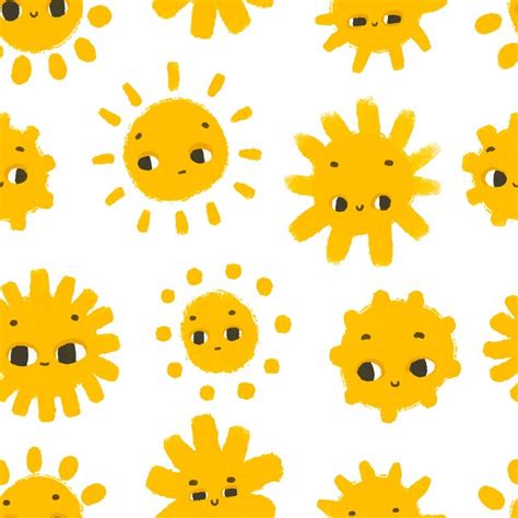 Premium Vector Simple Seamless Pattern With Funny Yellow Suns With