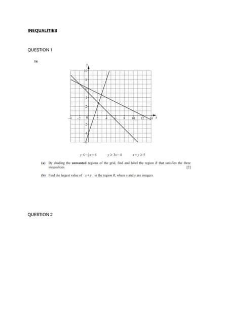 Inequalities Igcse Mathematics Questions Pdf