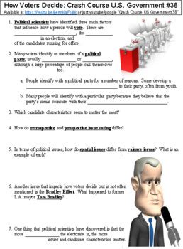 Crash Course Us Government 38 How Voters Decide Worksheet Tpt