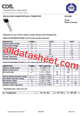 CSC2002M Datasheet PDF Continental Device India Limited