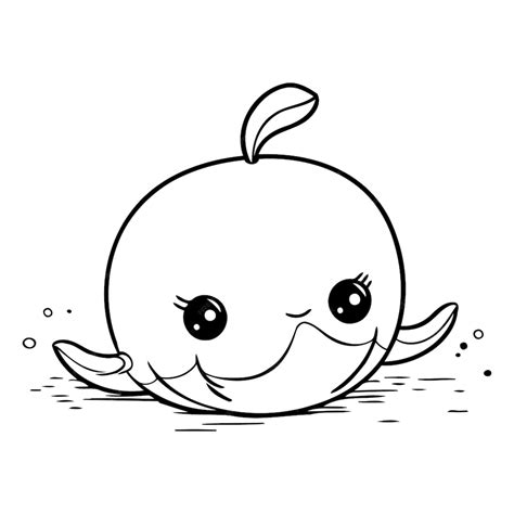 Cute Cartoon Whale Vector Illustration Isolated On White Background