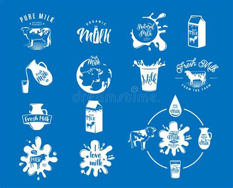 Dirigez L Illustration Des Logos Frais De Lait De Laiterie Timbres Pour Le Produit Naturel