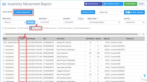 Inventory Movement Report